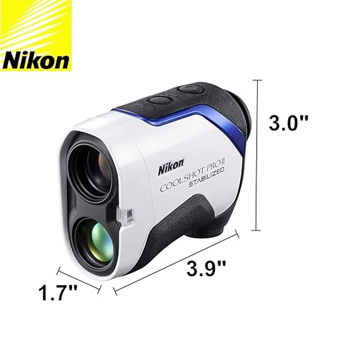 Nikon COOLSHOT ProII Golf Laser Rangefinder (16758) Stabilized View Bundle with 3 Extra CR2 Batteries and a Cleaning Cloth - Laser Yard Alignment with Club Selection, and Slope - Mens Golf Accesories