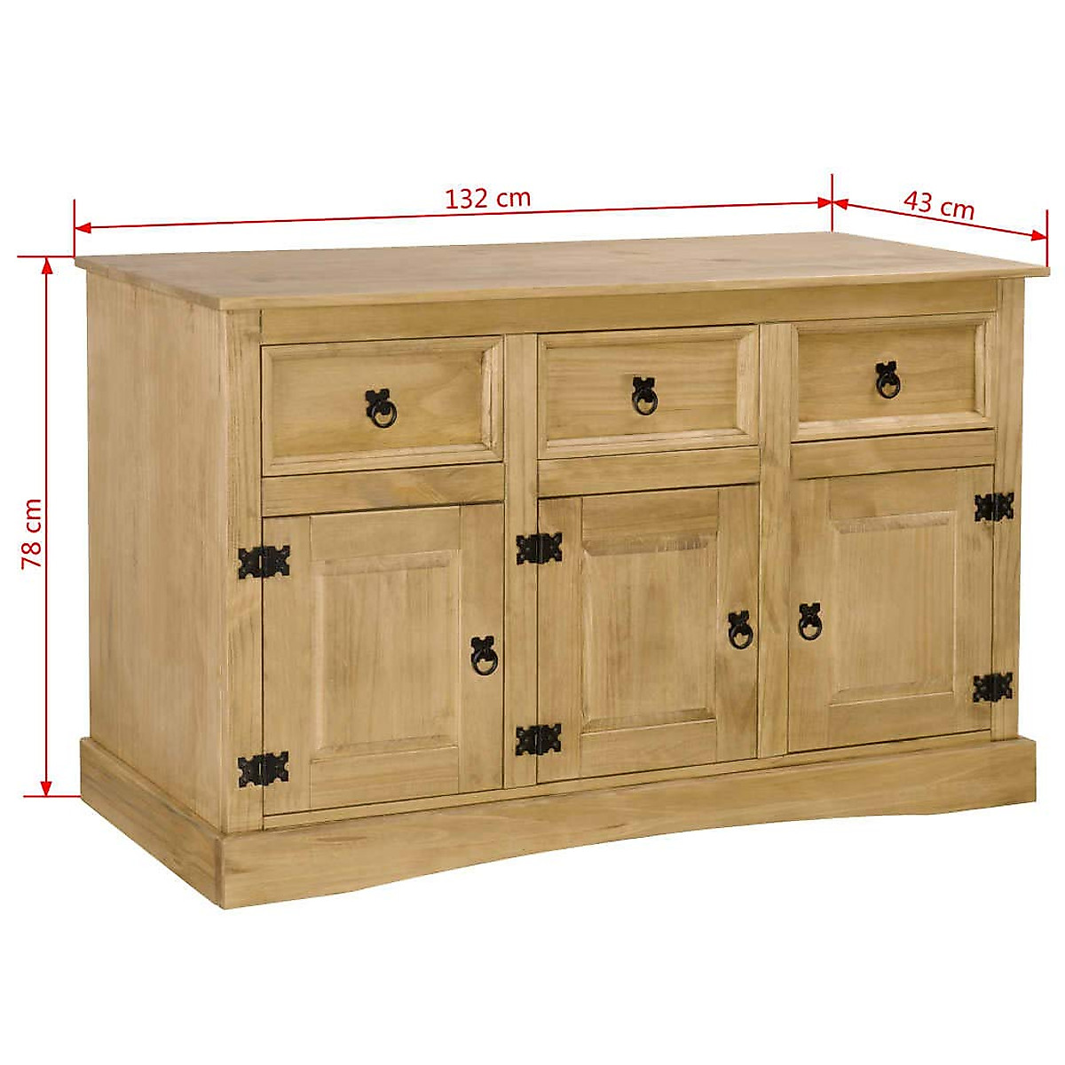 KTHLBRH (Fast Delivery) Industrial Wooden Storage Cabinet Kitchen Buffets Sideboard ​for Dining Room,Living Room,Bathroom. Sideboard Solid Mexican Pinewood Corona Range 52"x16.9"x30.7"