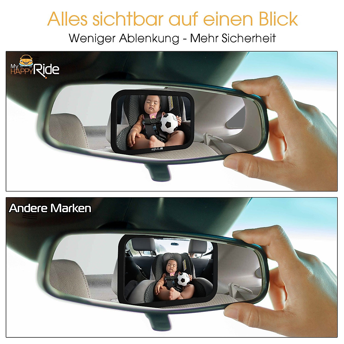 Baby Car Mirror - Shatterproof Car Rearview Mirror to see Child/Infant in Baby Seat, Safety Mirror, Easy Installation