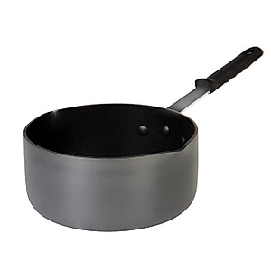 TrueCraftware-1 Quart Non-Stick Aluminum SaucePan Anodized with Pour Spout Black Cool Handle Sleeve- Multipurpose use Cooking Sauce Pan Cookware Cooking Pot for Home Kitchen or Restaurant