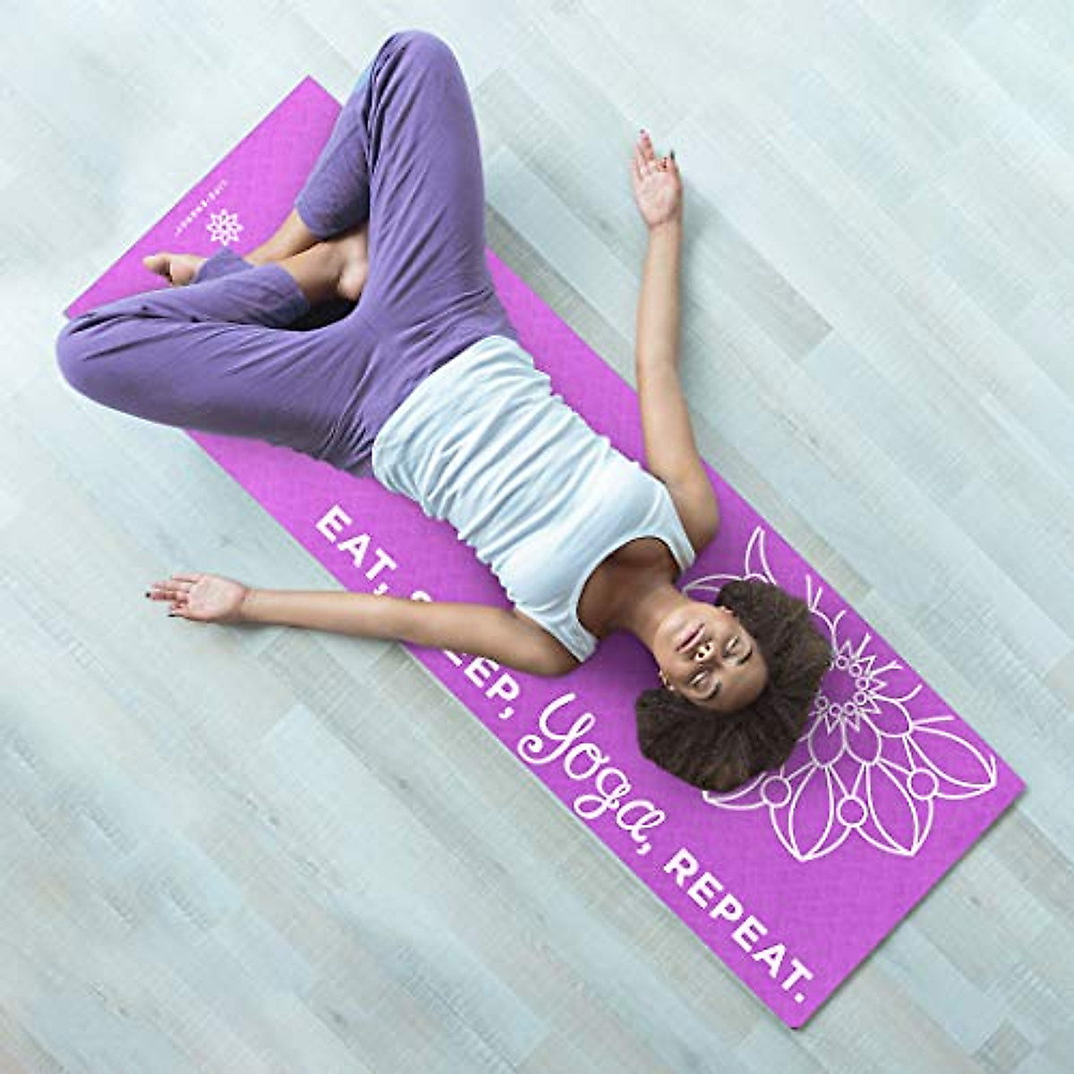 Life Energy 4mm TPE EkoSmart Yoga Mat - Yoga Repeat, Purple