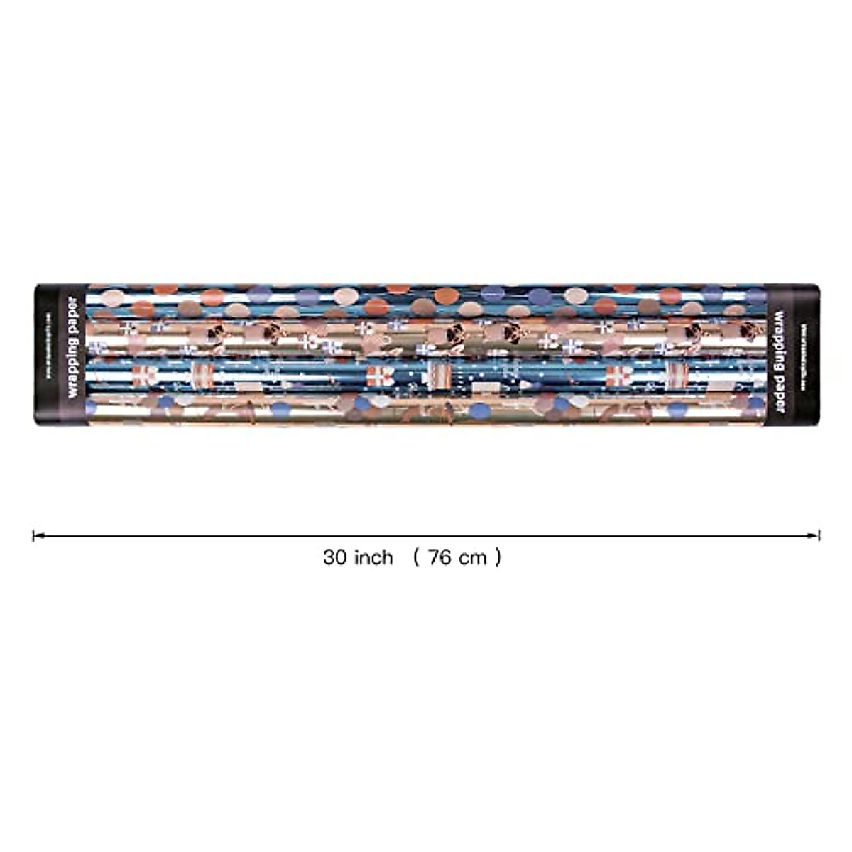 WRAPAHOLIC Birthday Wrapping Paper Roll - Adorable Dogs and Colorful Balloons with Metallic Foil Shine - 4 Rolls - 30 Inch X 120 Inch Per Roll