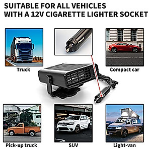 Car Heater, 12V Winter Car Air Heating Fan, Portable 150W Car Windshield Defroster Anti-Fog Defogger, 360 Degree Portable Car Fans (Black)