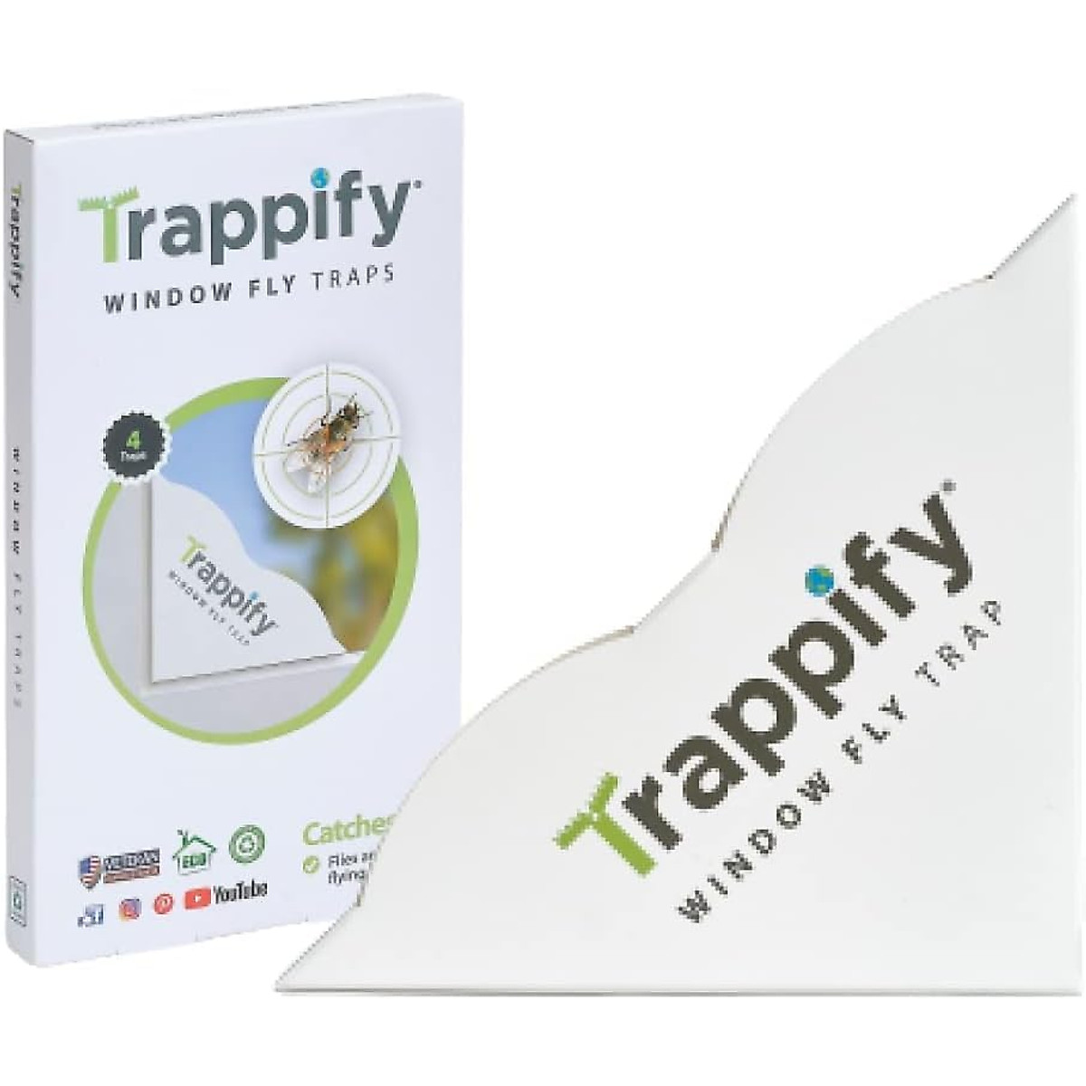 Trappify Fly Traps Indoor for Home - Window Fly Traps - House Window Fruit Fly Traps for Indoors, Gnat - Disposable Indoor Fly Trap with Extra Sticky Adhesive Strips - Inside Bug Catchers (4)