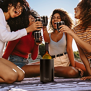 Insulated Wine Chiller Bucket & Wine Tumblers Silk Gift Box Set. Portable Wine Bottle Chiller For Picnic, Entertaining. Love Is Blind Wine Gift For Couples. Champagne Ice Bucket Outdoor Wine Glasses