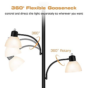 Luvkczc Torchiere Floor Lamp, Floor Lamps for Living Room, Modern Standing Lamp Tall Pole Lamp with Lampshade, Black Finish Bright Corner Light for Bedroom, Office, Reading