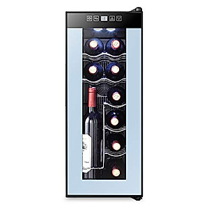 High life DC 12 Bottle Wine Cooler Refrigerator with Thermoelectric Cooling, Optimal Drink Temperature, Iceless, Leakproof, Quiet Mini Fridge, Vertical and Horizontal Storage, Freestanding