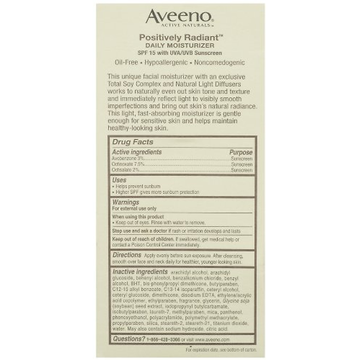 Aveeno, Facial Moisturizers Ultra-Calming Daily Moisturizer, SPF 15, Pump, 4 fl oz