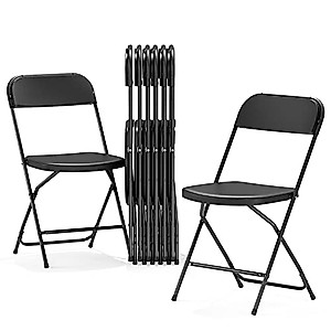 Nazhura Foldable Folding Chairs Plastic Outdoor/Indoor 650LB Weight Limit (Black, 8 Pack)