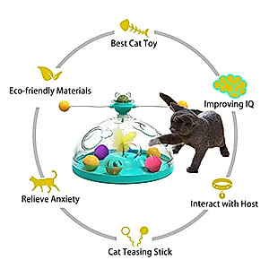 asdtrpoi Cat Toys for Indoor Cats Interactive Cat Toy Puzzles Smart stimulating Mental Stimulation Brain Games Teaser Catnip Ball Track Balls with Feather and Pet Bowl