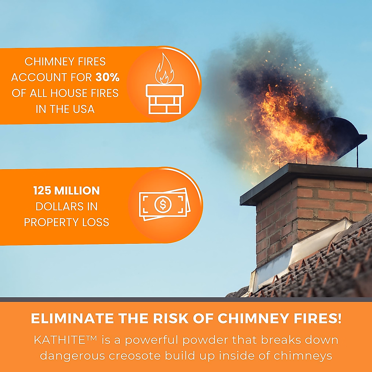 KABIN Kathite Chimney Sweep Cleaner 2LB - Fireplace Chimney Cleaning Kit - Creosote Remover for Wood Stoves - Creosote Destroyer Better Than Fire Logs