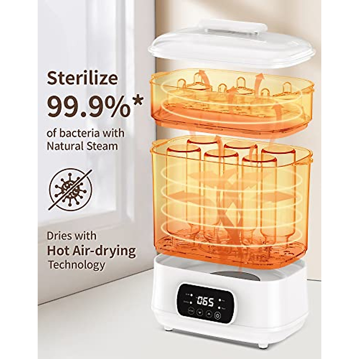 Baby Bottle Sterilizer,Electric Steam Bottle Sterilizer and Dryer,4-in-1 Baby Bottle Sanitizer,Universal Fit for All Baby Items,Breast Pump Accessories