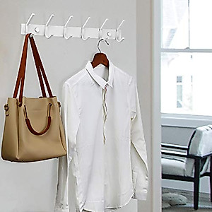 WEBI Coat Rack Wall Mounted,Coat Hooks Wall Mounted White,Coat Hanger Wall Hook Rack,6 Hooks for Hanging Coats,Hats,Jacket,Clothes