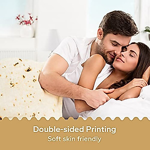 FUNUPUP Burritos Tortillas Blanket Double Sided, 71 inches Adult Size Giant Funny Realistic Food Throw Blanket 290 GSM Soft Warm Flannel Taco Blanket