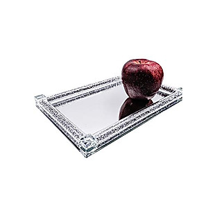 BANQLE Mirrored Vanity Trays, Perfume Trays for Dresser, Glass Decorative Trays for Home Decor, Silver Jewelry Trays