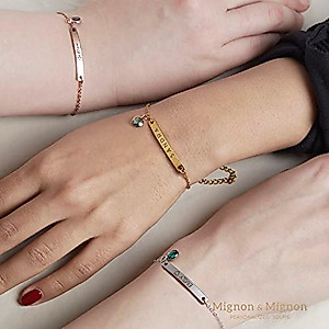 Custom Name Bracelets for Women Mothers Day Gifts for Mom Family Sister Friendship Matching Bracelet With Birthstone Handmade Jewelry Personalized Engraved Best Friend April May Birthday Gift - 2BR-BS