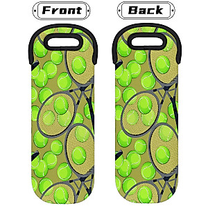 Single Bottle Wine Gift Tote Carrier Tennis Rackets Balls Neoprene Wine Tote Bags Holder Cooler Wine Gift for Women Men