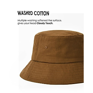 FURTALK Bucket Hats for Women Washed Cotton Packable Summer Beach Sun Hats Mens Womens Bucket Hat with Strings for Travel (Dark Orange, Medium, m)