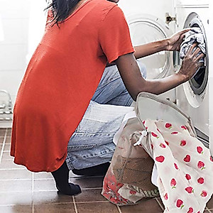 hsmyank Reusable 4Pack Colorful Mesh Beach Tote Bags,Pool Bag With Drawstring For Swim,Gift Or Laundry(WHITE HANDLE)