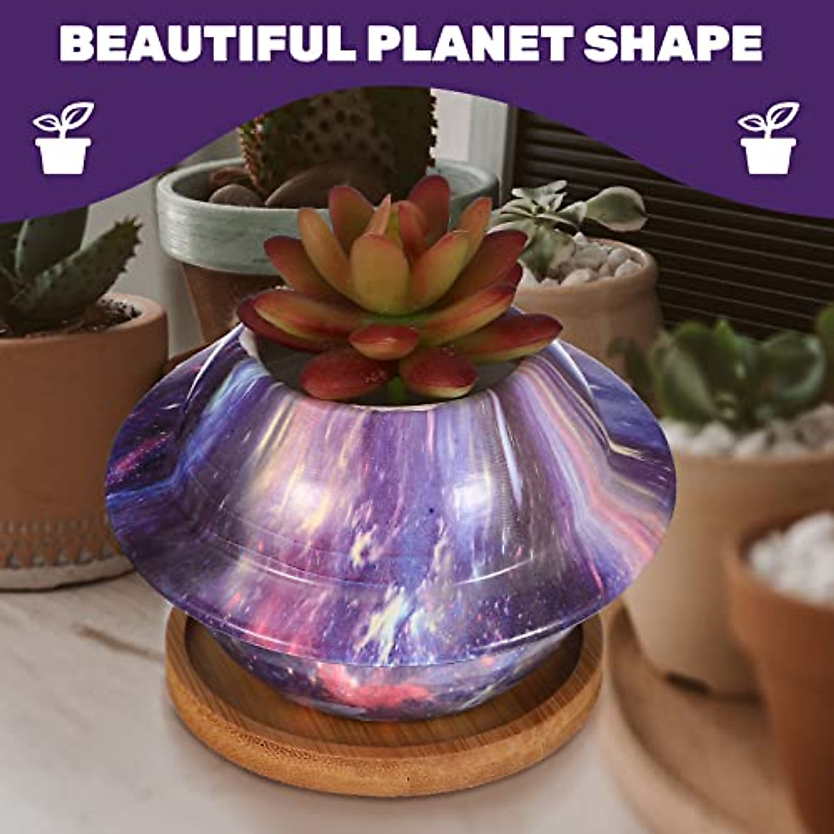 GANAZONO Home Decor 1 Set of Planet Planter Pot with Drainage Holes Ceramic Succulent Pot Flower Container Bonsai Pot Flowerpot for Home Garden Office Indoor Outdoor Outdoor Decor