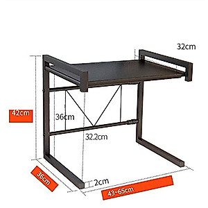 JF-XUAN Kitchen Shelf Kitchen Counter Holder Microwave Oven Rack Expandable Carbon Steel Microwave Shelf Multifunction Kitchen Counter Shelf (Color : Black, Size : 65X36X42CM)