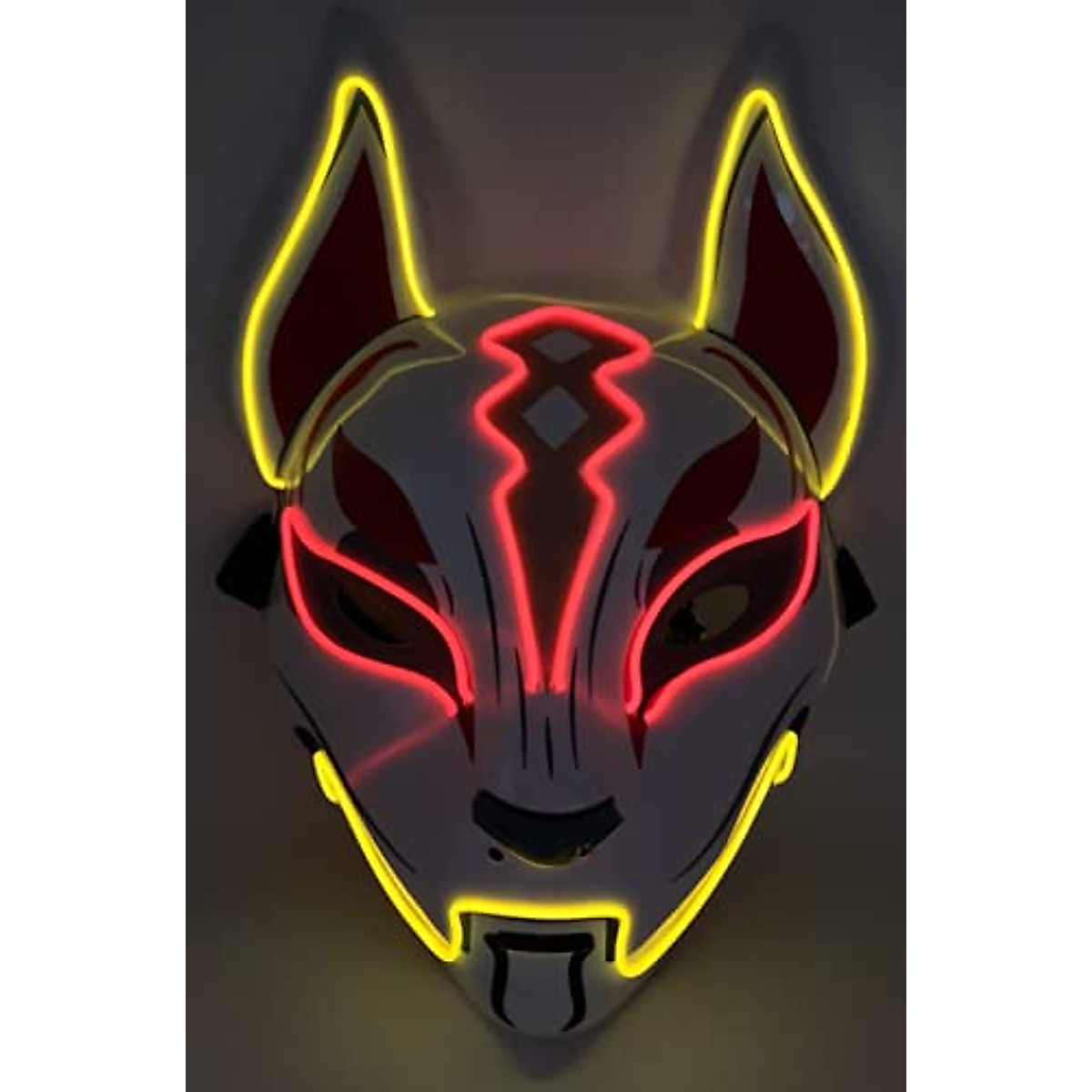 GLDYTIMES Fox Mask Light Up Drift Masks Wolf LED Colour Cosplay Glowing Decorations Masks Gift Costume Child Adult Festival Party Mask