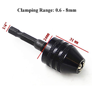 aiyun Drill Chuck Adapter - 2Pcs Drill Chuck for Impact Driver, Drill Bit Adapter Keyless Chuck (0.6-8mm,0.3-3.6mm)
