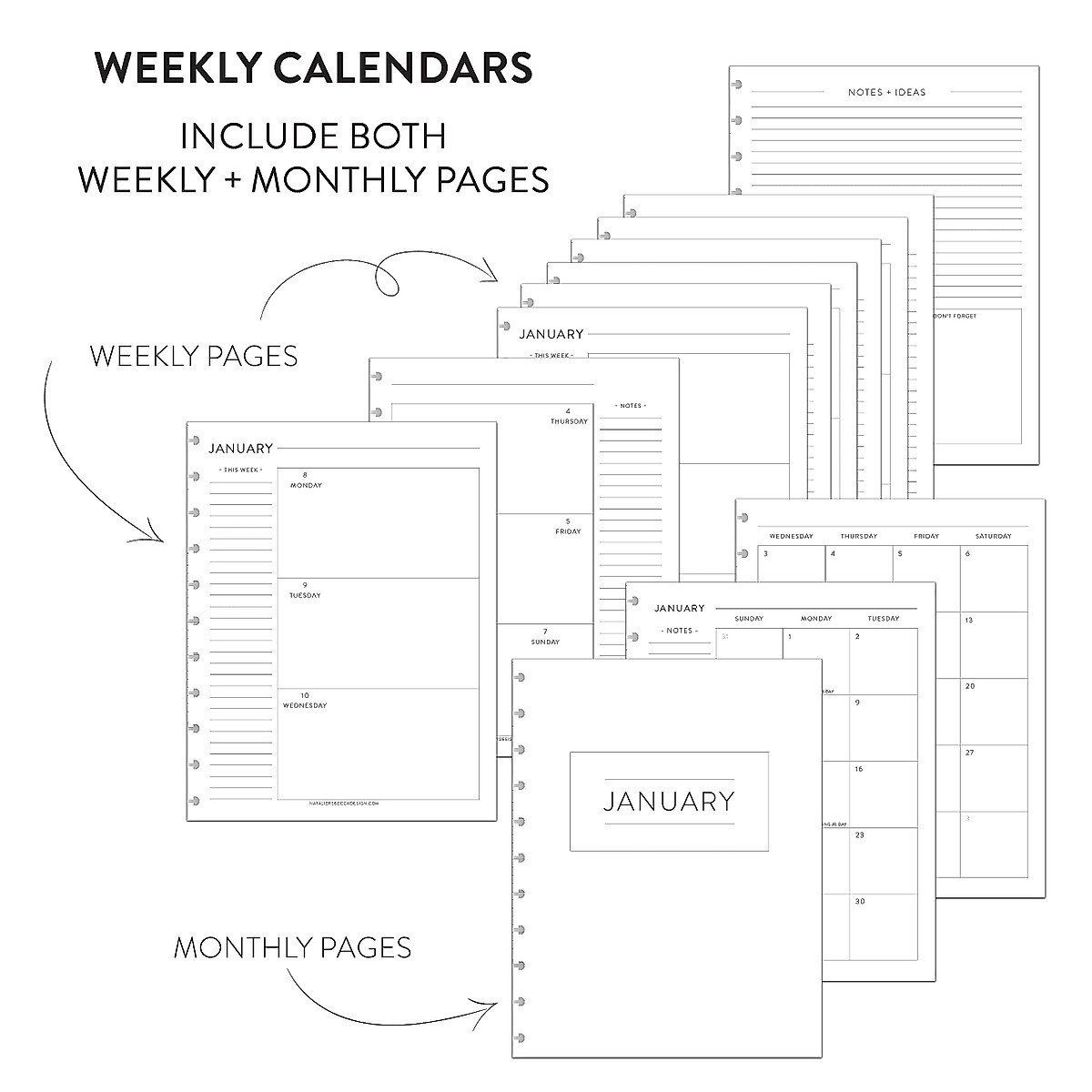 BetterNote Hourly Undated Calendar Refill for Discbound Notebook, Weekly Appointment Book, Fits Disc Levenger Circa, Arc, TUL, Big Happy Planner, Talia (Classic- 6 months, 11-Disc, 8.5"x11")