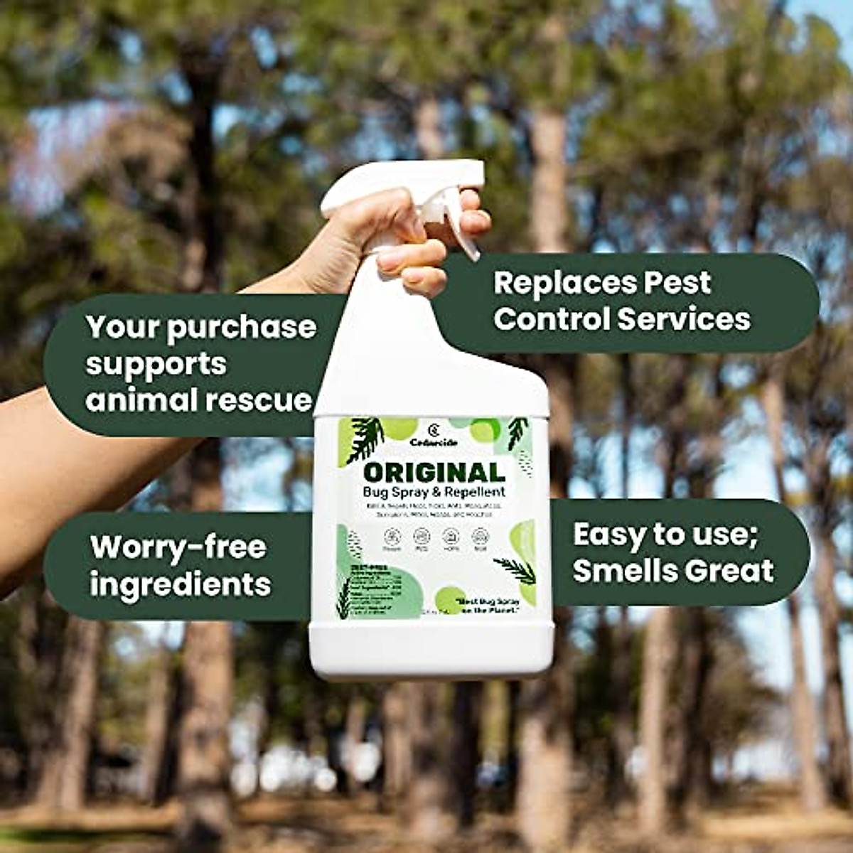 Cedarcide Original Bug Spray | Repel & Kill Fleas, Ticks, Mosquitoes, Mites, Ants & Chiggers | for use on People, Pets & Home | Natural Cedar Oil | Medium Size Kit