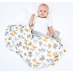 Soft Plush Minky Baby Blanket for Boys Girls Unisex with Print Animal Pattern Double Layer Dotted Backing Bed Throws for Baby Crib Receiving for Newborns