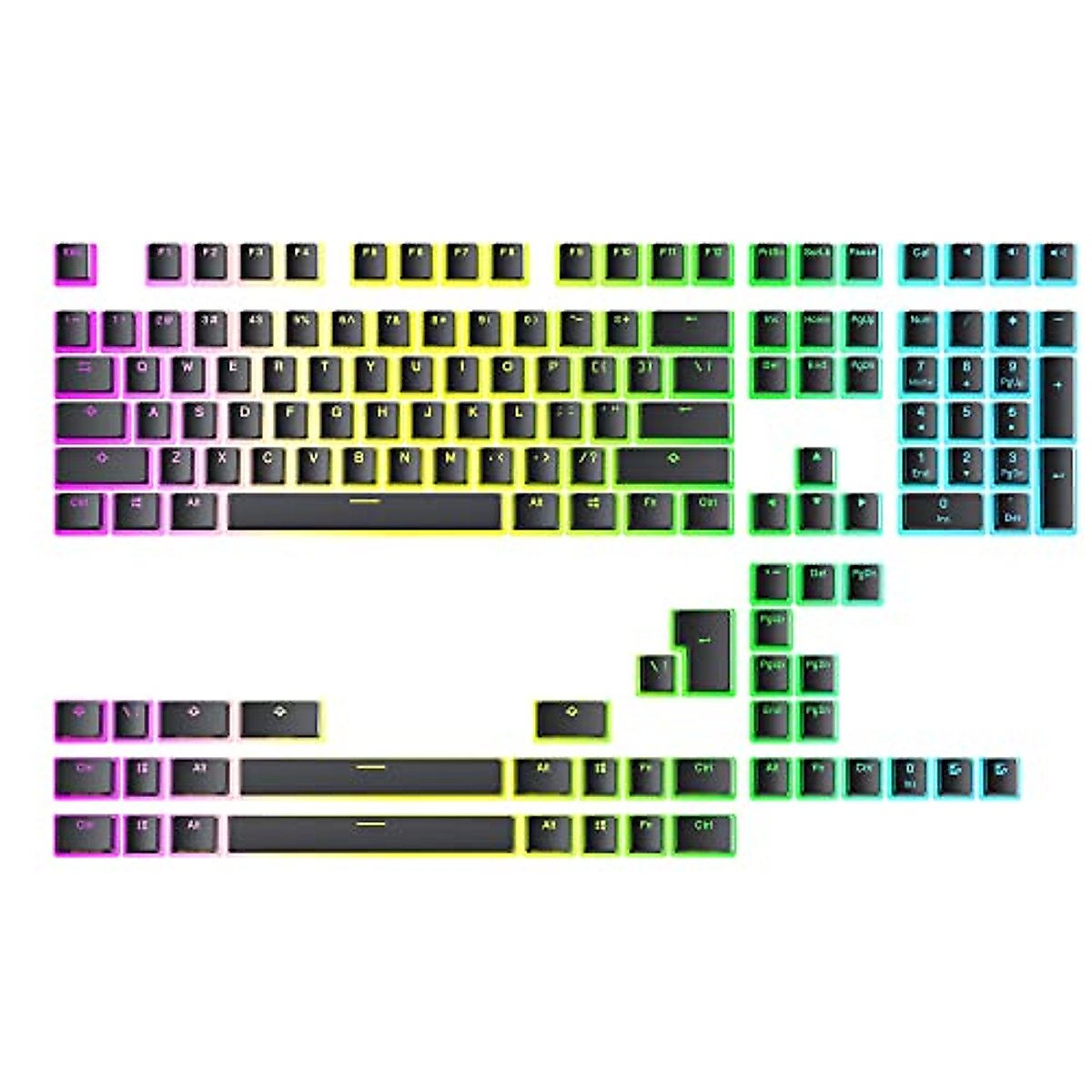 Ranked Pudding v2 PBT Keycaps | 145 Double Shot Translucent ANSI US & ISO Layout | OEM Profile for Full Size, TKL, 75%, 65% and 60% RGB Mechanical Gaming Keyboard (Black)