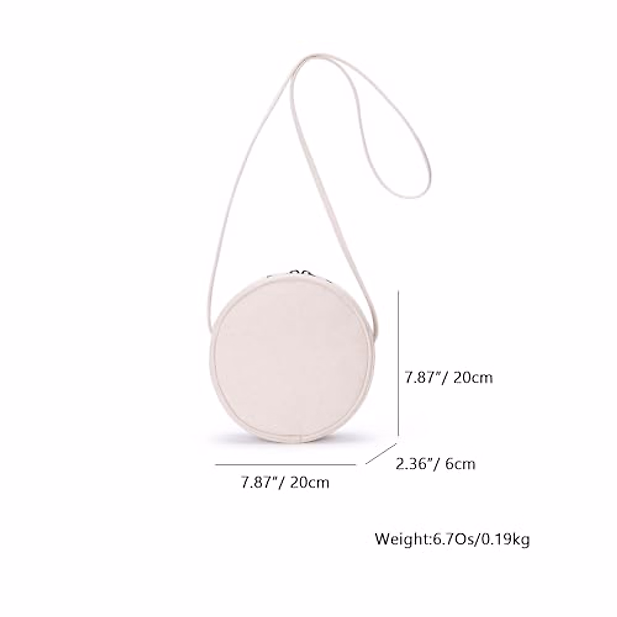 YONBEN Circle Crossbody Bag for Women - Cotton Canvas Circle Purse with Zipper, Adjustable Knot Shoulder Straps