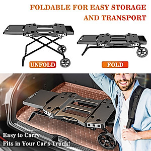 GRISUN Portable Grill Cart for Ninja Woodfire Grill OG700 Series, Folding Outdoor Grill Stand for Ninja OG701, Pit Boss 10697/10724, 22" Blackstone,Traeger Ranger Griddle with Table Shelf and Basket