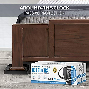 Bed Bug Trap — 4 Pack | TruGuard XL Bed Bug Interceptors (Black) | Extra Large Bed Bug Traps for Bed Legs | Reliable Insect Detector, Interceptor, and Monitor for Pest Control and Treatment
