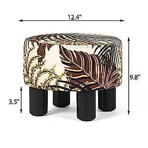 Joveco Small Round Ottoman Footstool, Velvet Fabric Footrest with Non-Skid Plastic Legs, Padded Footrest for Living Room (Yellow)