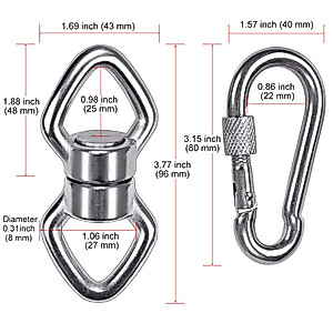 BeneLabel Swing Swivel with 2 Carabiners, 770LB Capacity, Safest Rotational Device Hanging Accessory with 2 Bearing for Aerial Silks Dance, Web Tree Swing, Children's Swing, Yoga Swing Sets