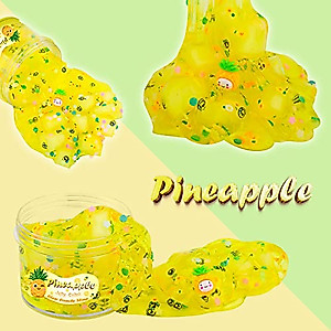 Keemanman Slime Kit - 3 Pack Jelly Cube Clear Crunchy Slime with Stitch, Watermelon and Pineapple Charms, Preppy and Aesthetic Stuff, Cute Stress Toys and Cool Birthday Gifts Ideas for Girls and Boys