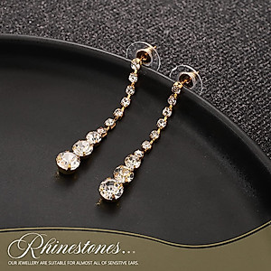 Yean Bride Silver Bridal Necklace Earrings Set Crystal Wedding Jewelry Set Rhinestone Choker Necklaces for Women (Gold)