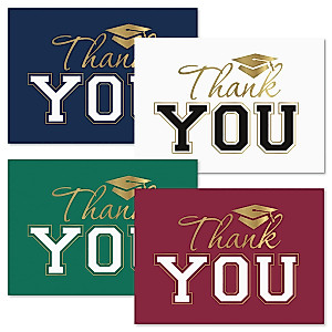 Current School Colors Graduation Thank You Note Card Set Red & Gold Foil - Set of 40, Envelopes Included, 4-1/4" x 5-1/2", Blank Inside, Value Pack
