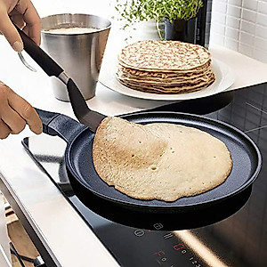 S·KITCHN Crepe Pan Nonstick Dosa Pan, Tawa Pan for Roti Indian, Non-Stick Pancake Griddle Compatible with Induction Cooktop, Comal for Tortillas, Griddle Pan for Stove Top - 11 Inches