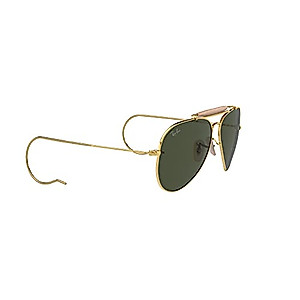 Ray-Ban RB3030 Outdoorsman I Aviator Sunglasses, Polished Gold/G-15 Green, 58 mm
