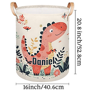 Custom Laundry Hamper Toy Organization Basket with Name Foldable Clothes Storage Basket for Boys and Girls Dinosaur