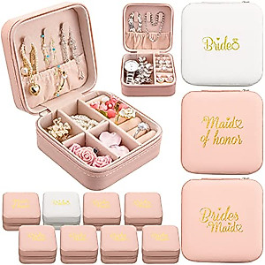 Hotop 8 Pcs Bridesmaid Proposal Box Wedding Gifts Portable Jewelry Mini Travel Jewellery Organizer for Rings Earrings Necklaces, Bachelorette Party Favors (Hotop-JES97)
