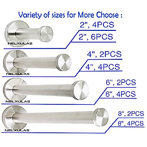 NELXULAS Brushed Stainless Steel Bath Towel Robe Hooks Single Super Heavy Duty Wall Mount Hook, Fit for Bedroom,Living Room, Bathroom and Fitting Room, Office, (8", 2 PCS)