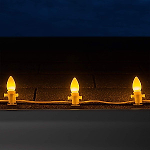 Wintergreen Lighting 25 Pack OptiCore C7 LED Christmas Light Bulbs - Replacement LED Christmas Lights Heavy Duty Premium Outdoor Christmas Lights, E12 Base (Gold Smooth)