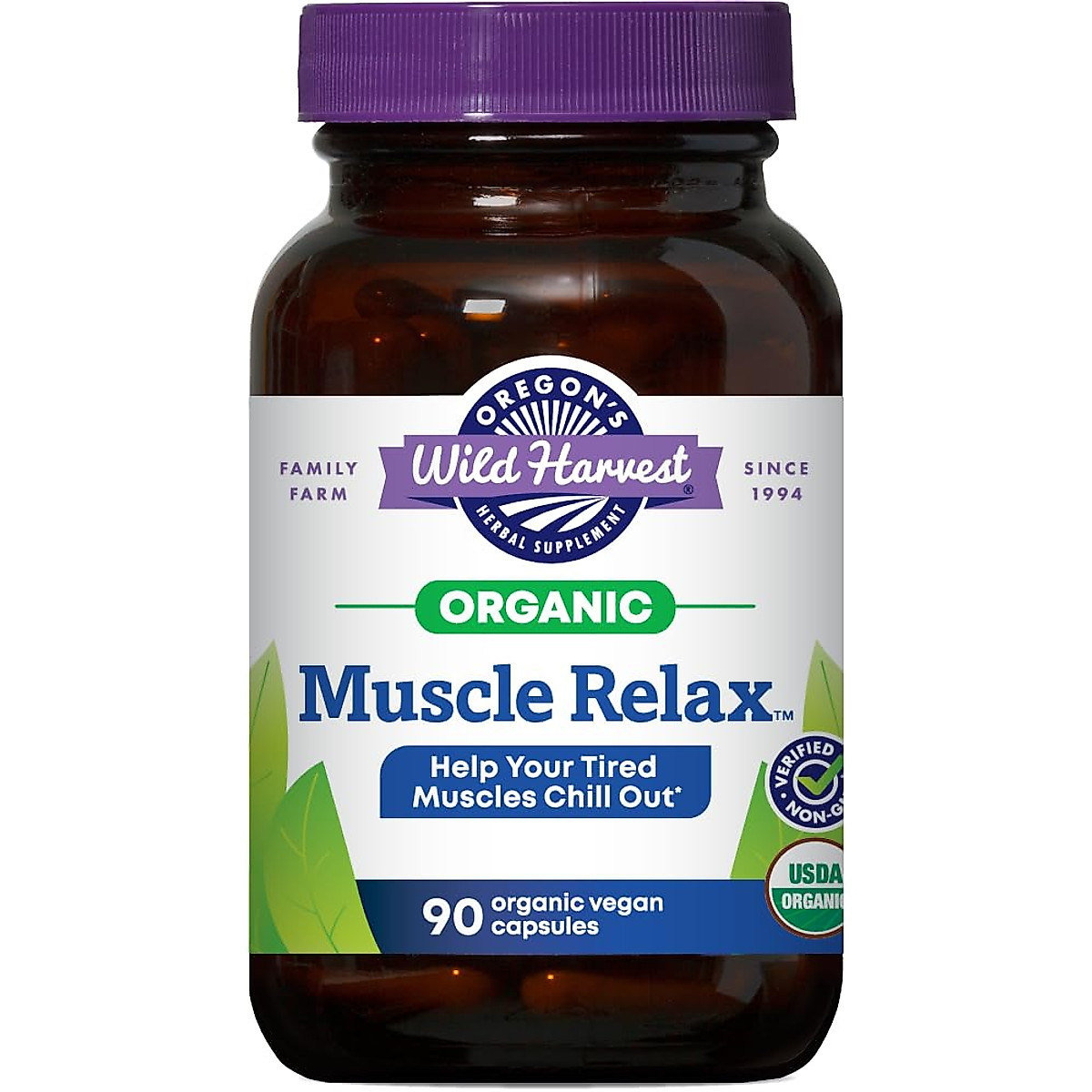 Oregon's Wild Harvest Muscle Relax Organic Herbal Supplement 90 Vegan Capsules