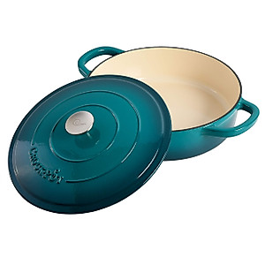 Crock-Pot Artisan Oval Enameled Cast Iron Dutch Oven and Braiser Bundle, 7-Quart and 5-Quart, Teal Ombre