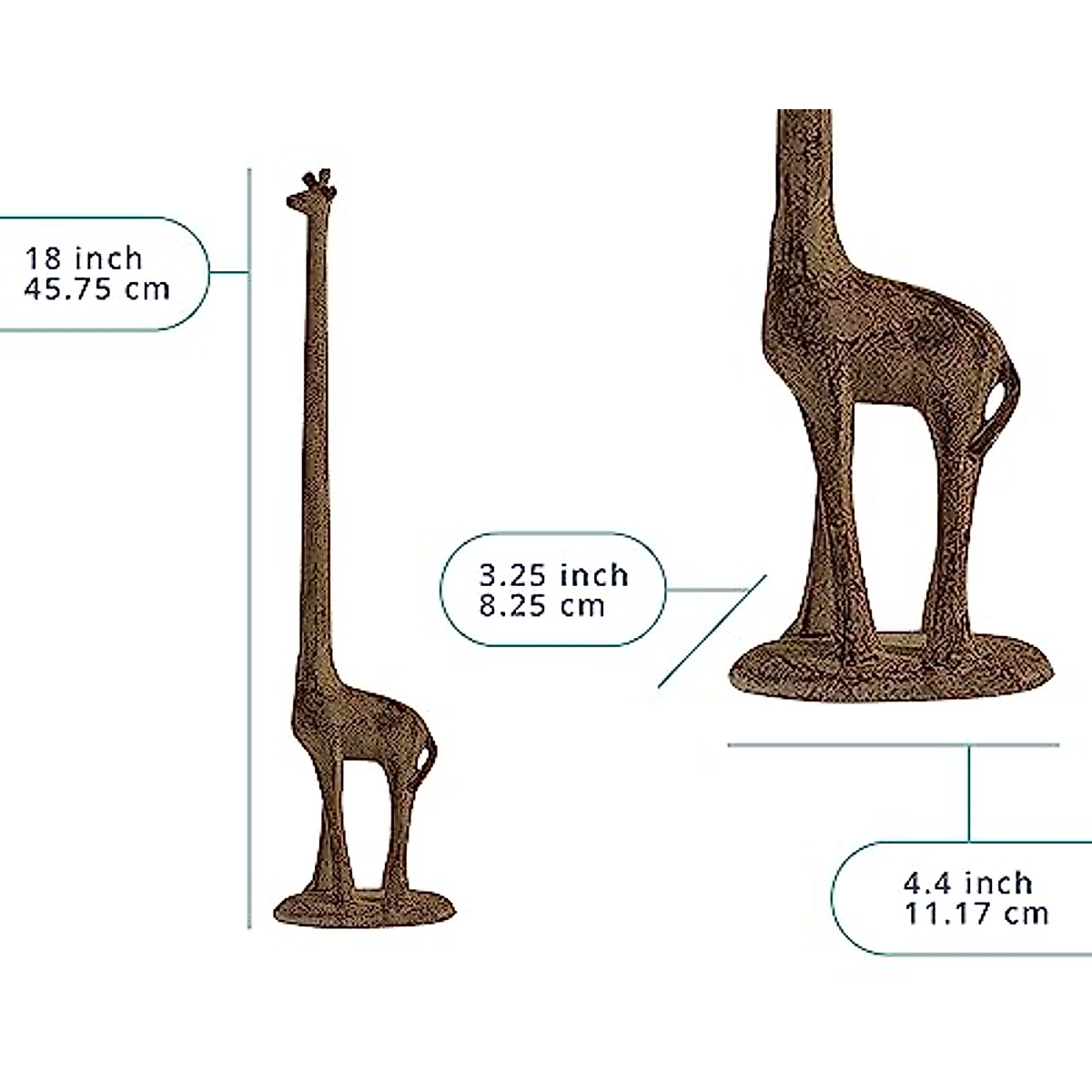 Paper Towel Holder or Free Standing Toilet Paper Holder- Cast Iron Giraffe Paper Holder - Versatile and Decorative Bathroom Toilet Paper Holder or Stand Up Paper Towel Holder - Rust Brown by Comfify