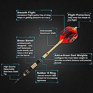 UNIKOO Darts Metal Tip Set, 12 Pcs Professional Steel Tip Darts with Aluminum Shafts and Brass Barrels, 20/22 Grams Metal Darts with Detachable Tips, Extra Soft Dart Tips, Flights, Sharpener Tool Kit