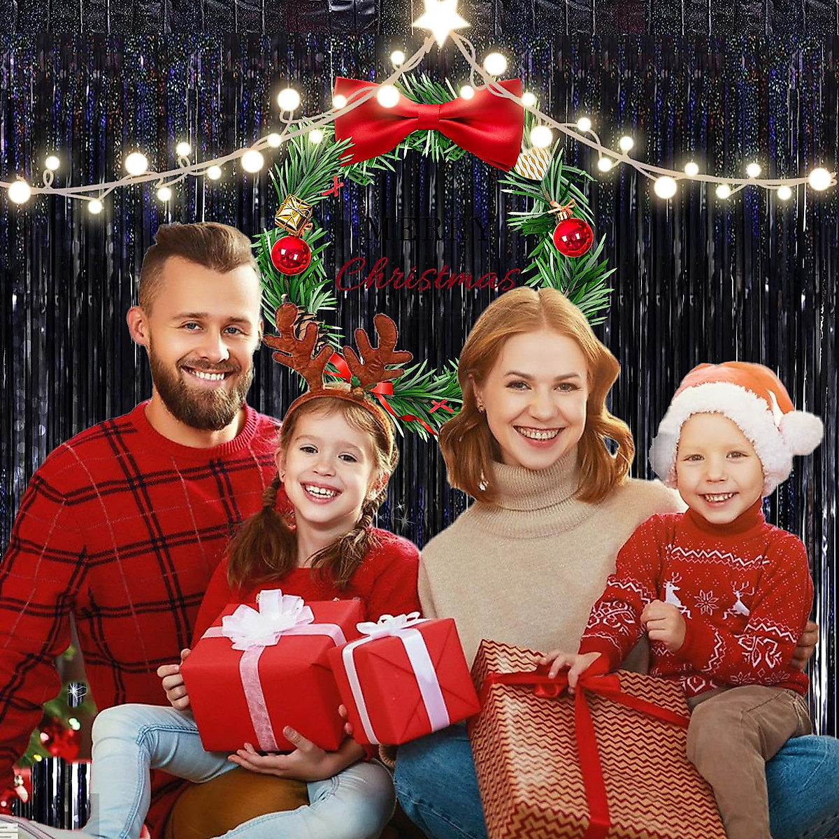 Sparkle and Bling Black Tinsel Curtain Party Streamers - Streamers Party Decorations for Birthday Graduation Wedding Party Streamers.